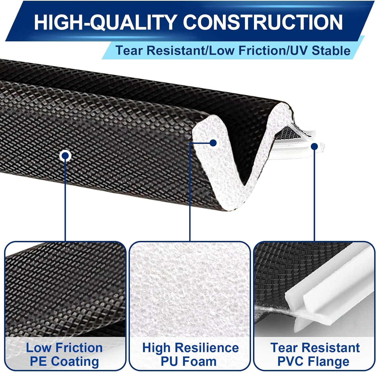 Burlete de espuma "Q" de 26 pies con ranura de brida de PVC para puert ...