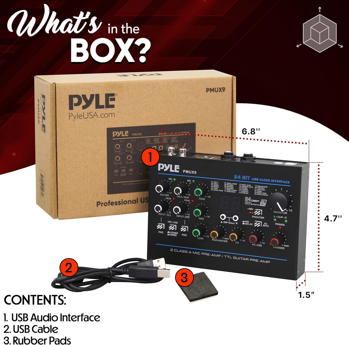 Pyle Interfaz de audio USB - MIC/LINE - Guitarra - Entradas estéreo AU ...