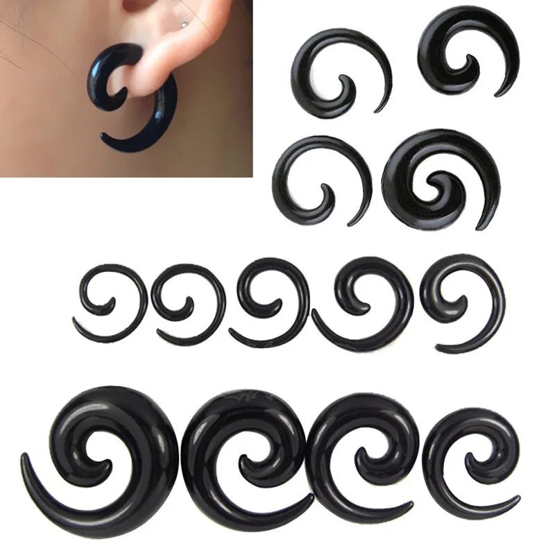 Set de Acrílico negro en forma de Caracol para expansión de oreja / 11 ...