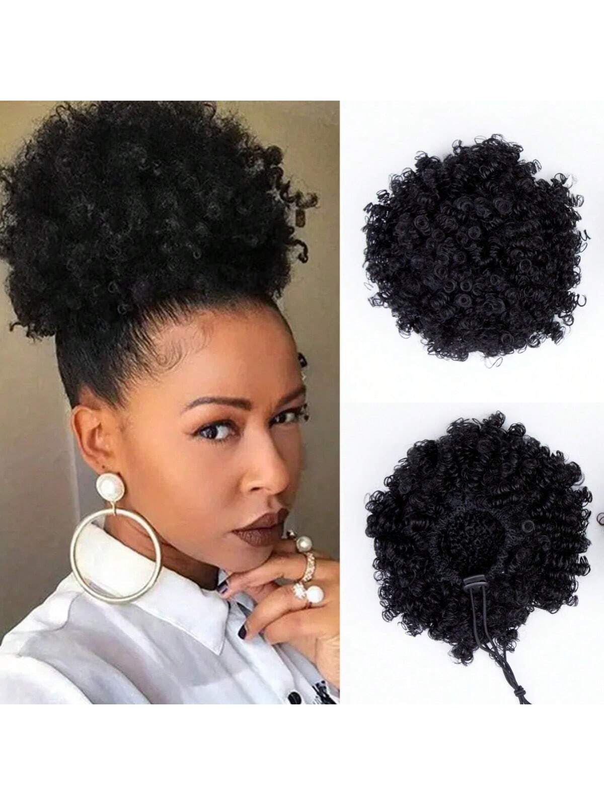 Shein Extensión de cola de caballo con cordón afro, cola de caballo af ...