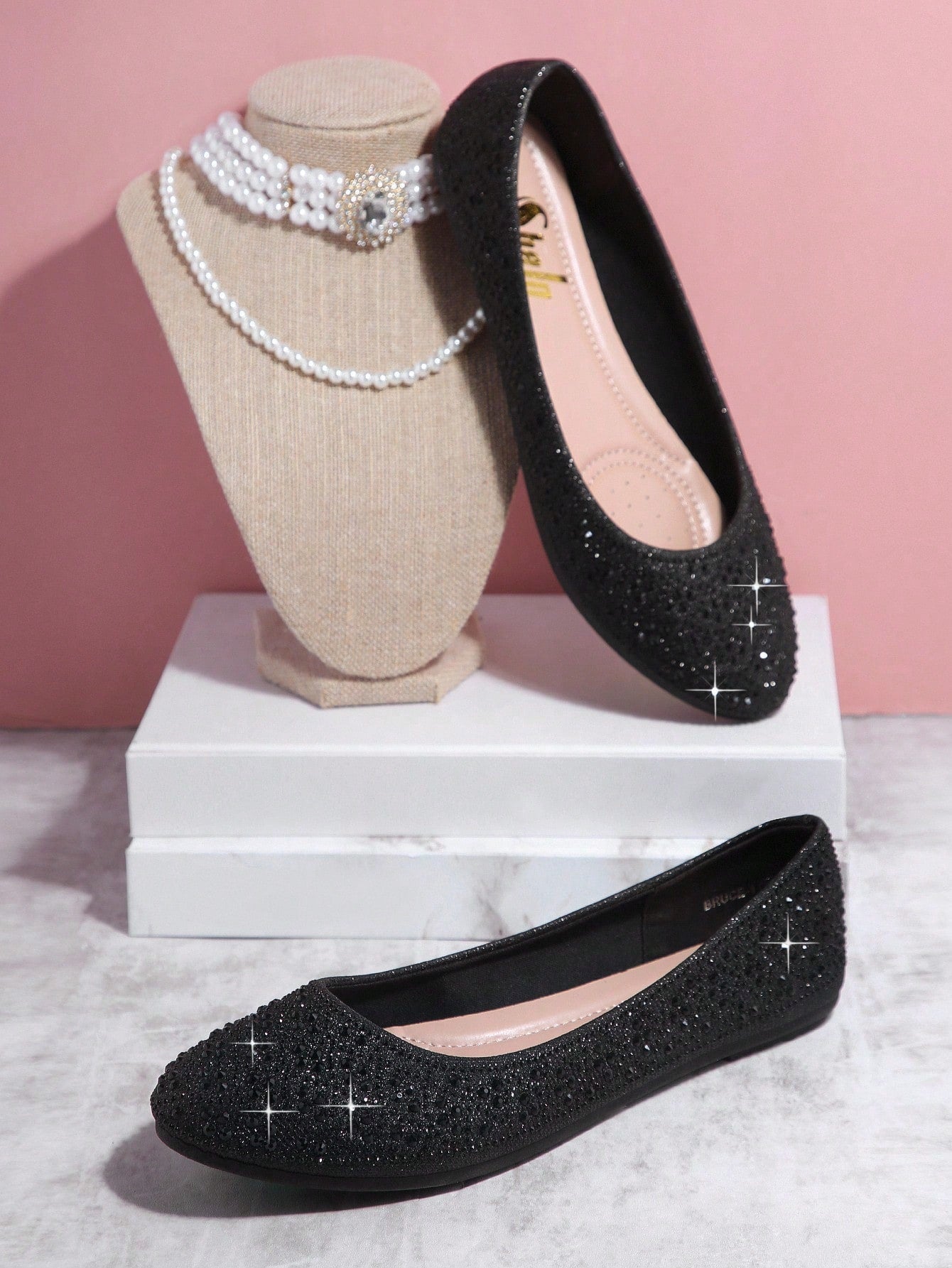 Shein SHUZIA Bailarinas de ballet con detalles de strass — Quierox ...