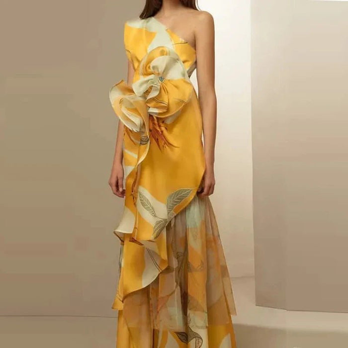 Vestido de fiesta con estampado floral, elegante vestido largo de muje ...