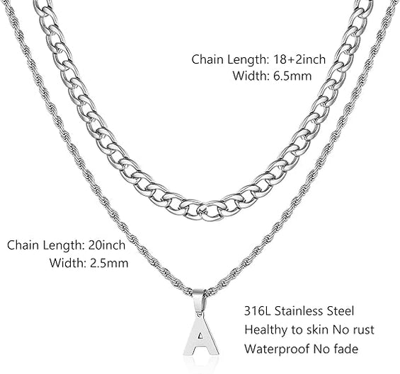 Collar de letras inicial de la A a la Z en capas de SENRAN para hombre ...